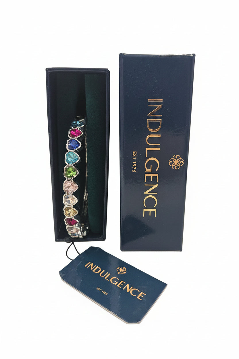 Silverplated coloured heart stone bangle – Notionz